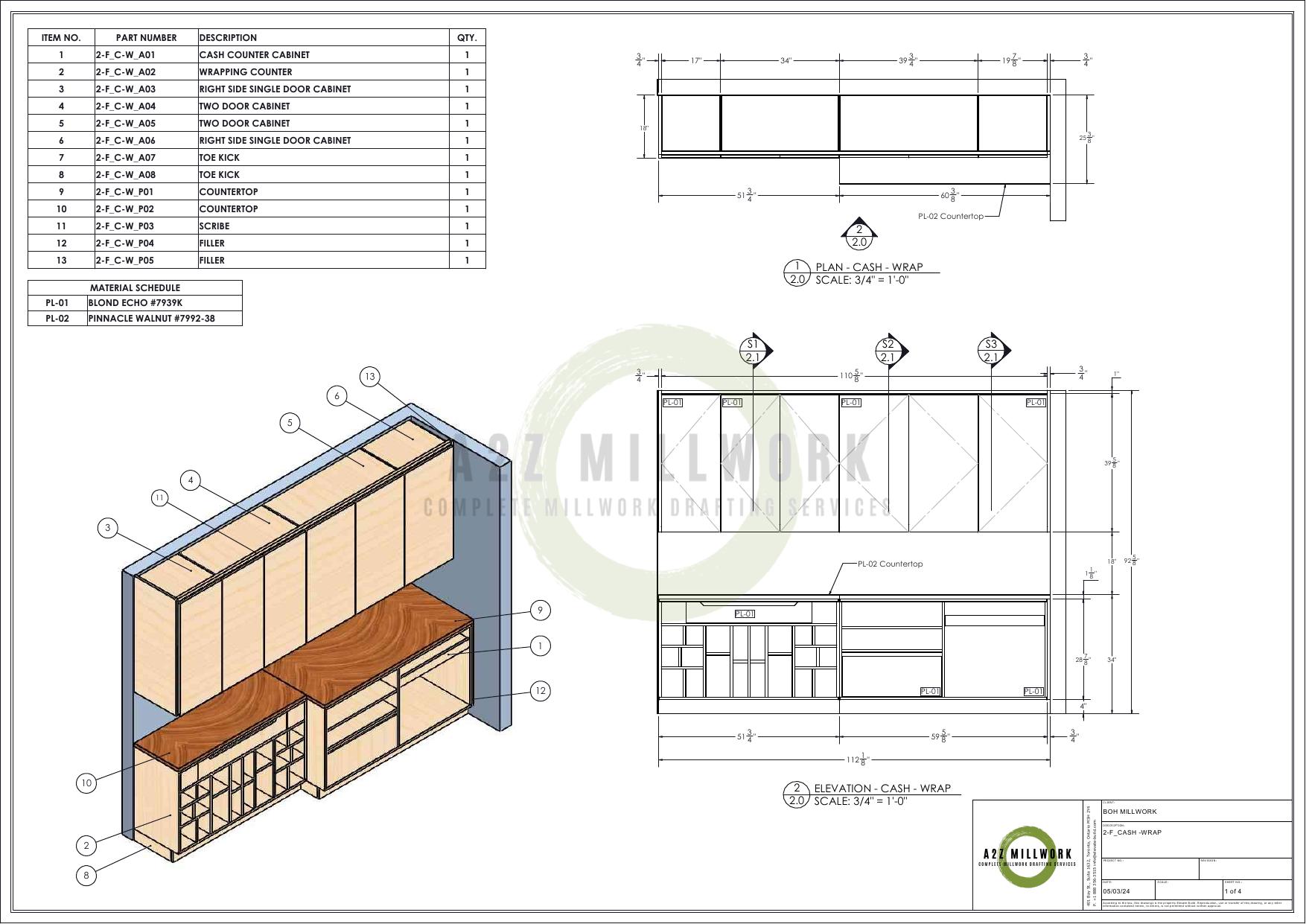 Millwork Shop Drawings & CAD Drafting Services | A2Z Millwork Design LLC